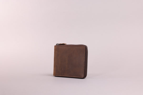 Woodbridge Men's Rustic Brown Zip Around Leather Wallet - Redbrick